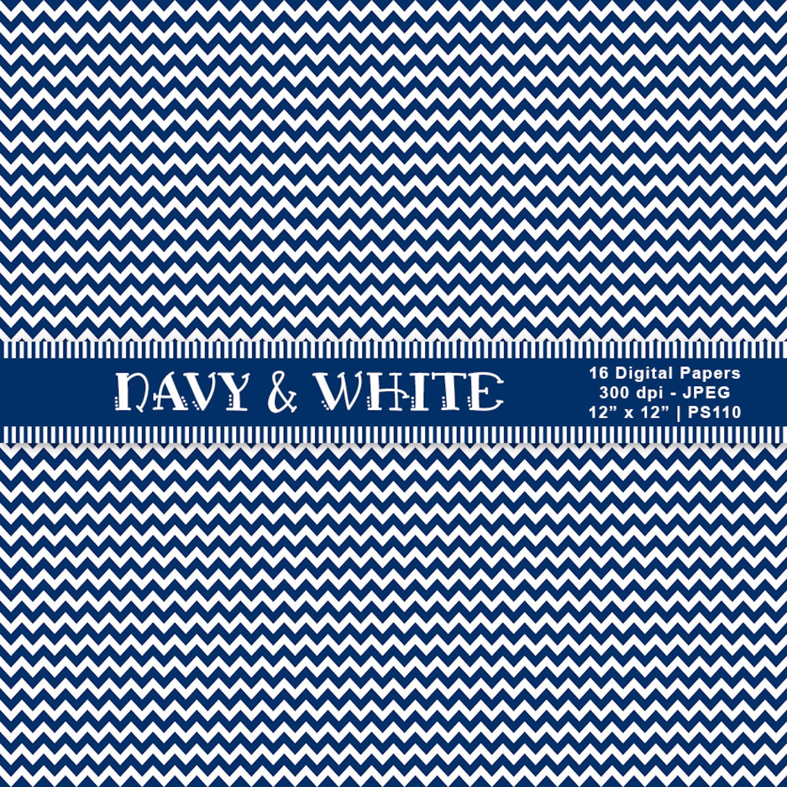 Navy & White Digital Papers, Digital Scrapbook Paper, Patterned Papers ...