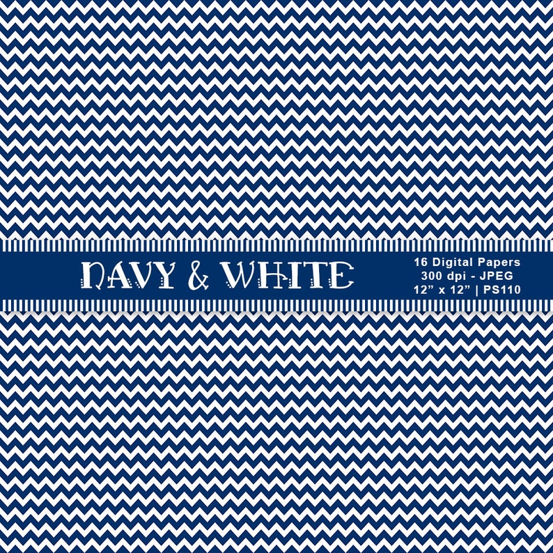 Navy & White Digital Papers Digital Scrapbook Paper | Etsy