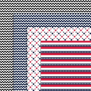 Patriotic 4th of July Digital Paper, Independence Day Digital Paper ...