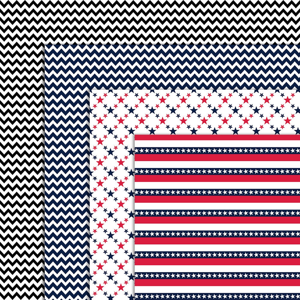 Patriotic 4th of July Digital Paper Independence Day Digital - Etsy