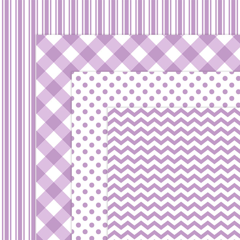 Lilac & White Digital Papers, Patterned Paper, Digital Scrapbook Papers ...