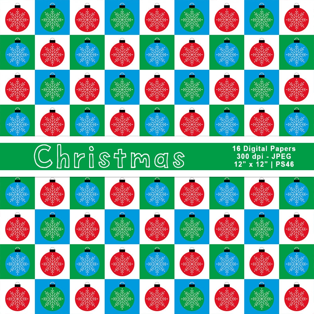 Christmas Digital Paper Snowflake Paper Christmas Tree | Etsy