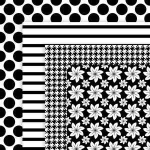 Black and White Patterned Background, Black and White Digital Papers ...