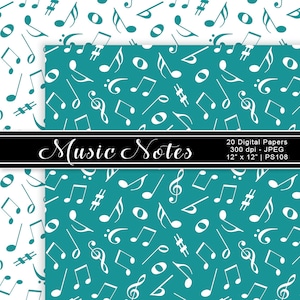 Music Notes Digital Paper, Musical Note Scrapbook Paper, Printable ...