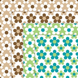 Flower Power Digital Paper, Flower Clipart, Floral Backgrounds, Flower ...