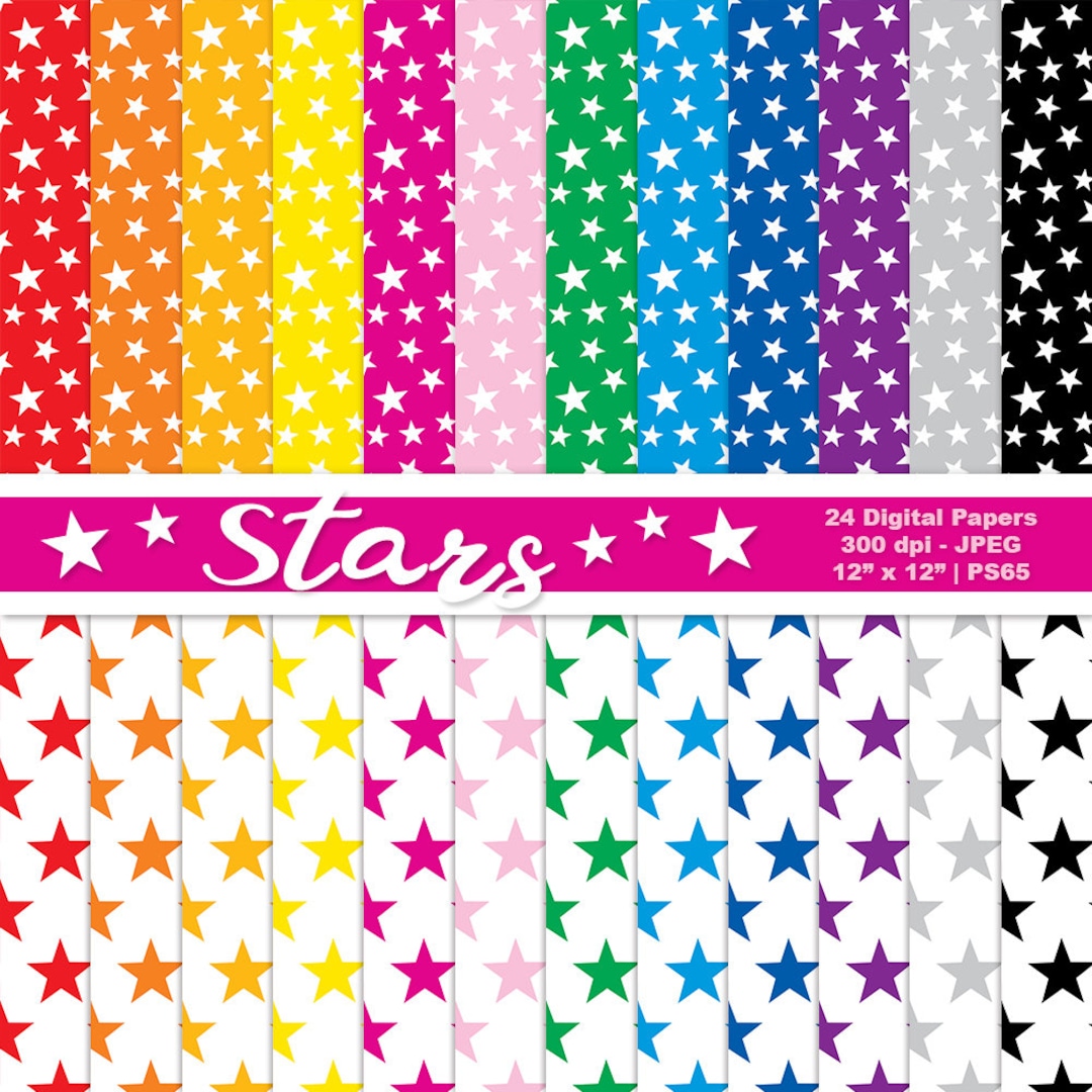 Digital Stars Patterned Paper, Digital Stars Backgrounds, Printable ...