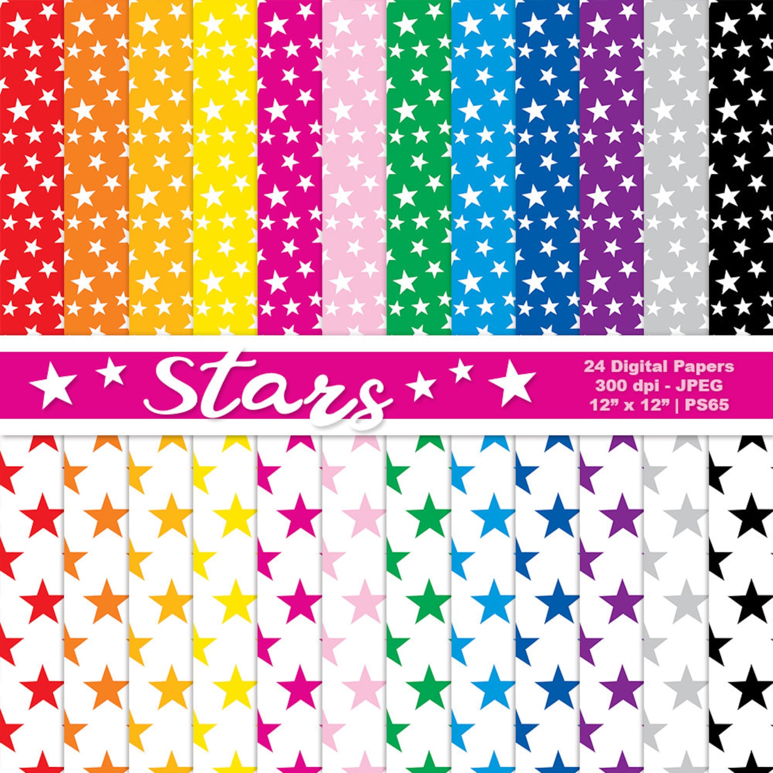 Digital Stars Patterned Paper Digital Stars Backgrounds | Etsy