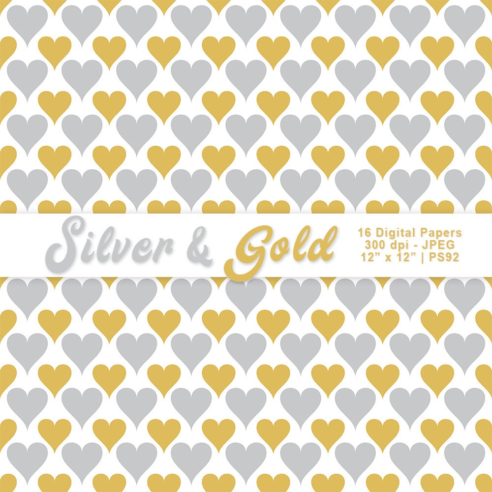 Silver and Gold Digital Paper Scrapbook Patterns Silver and - Etsy