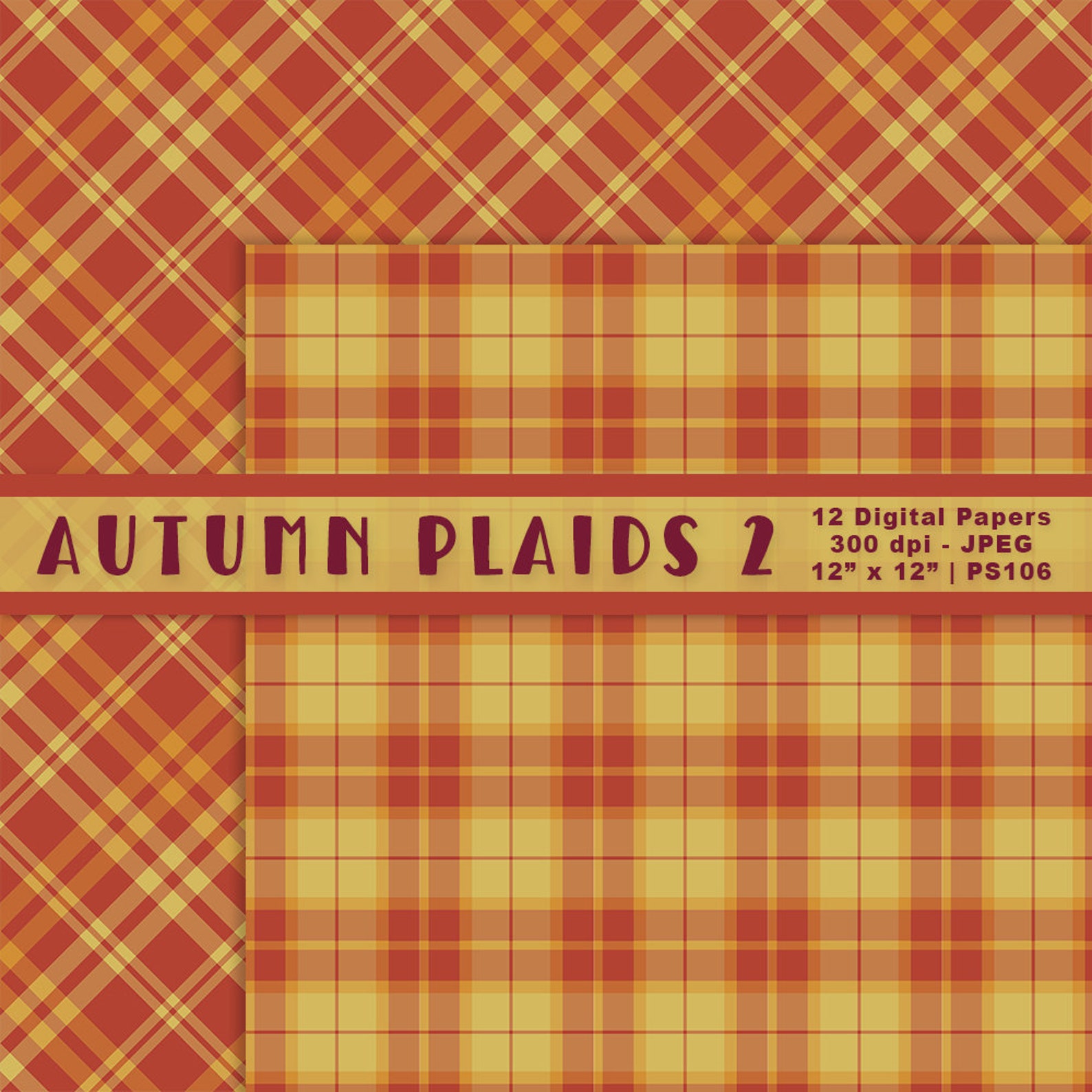 Digital Autumn Plaids Fall Paper Thanksgiving Plaid Paper | Etsy