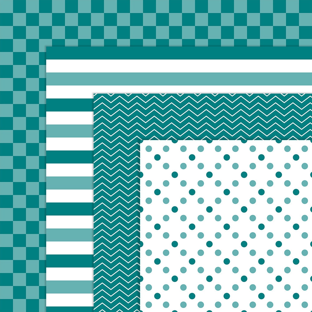 Teal Basics Digital Paper, Teal Digital Backgrounds, Teal Printable ...