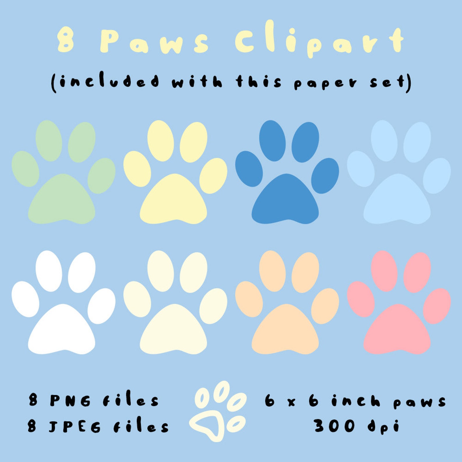 Pastels and Paws Digital Paper Pastel Papers Paw Print | Etsy