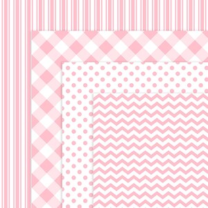Pink Digital Baby Shower Papers, Baby Pink & White, Baby Girl Patterned ...