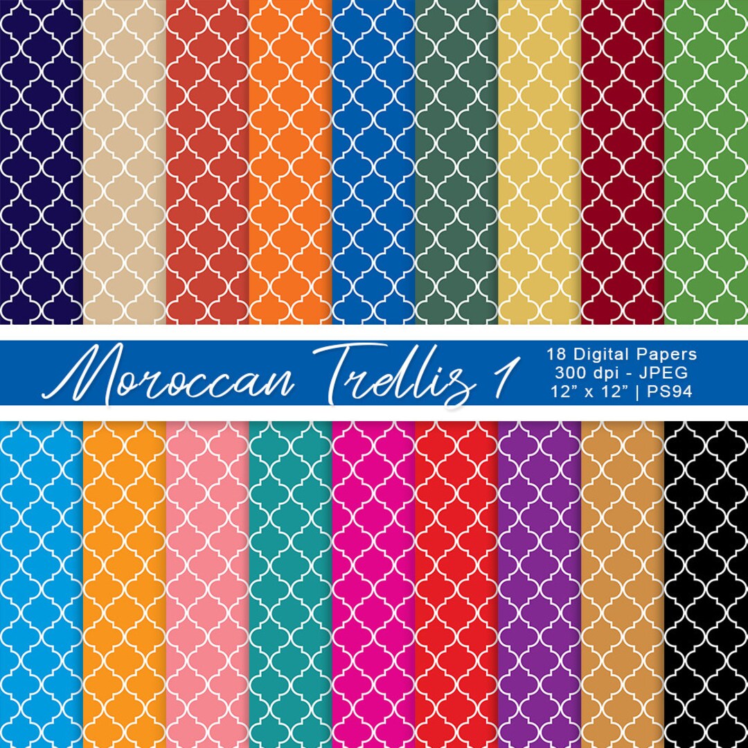 Moroccan Trellis Digital Paper, Quatrefoil Papers, Moroccan Backgrounds ...