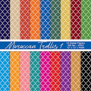 Moroccan Trellis Digital Paper, Quatrefoil Papers, Moroccan Backgrounds ...