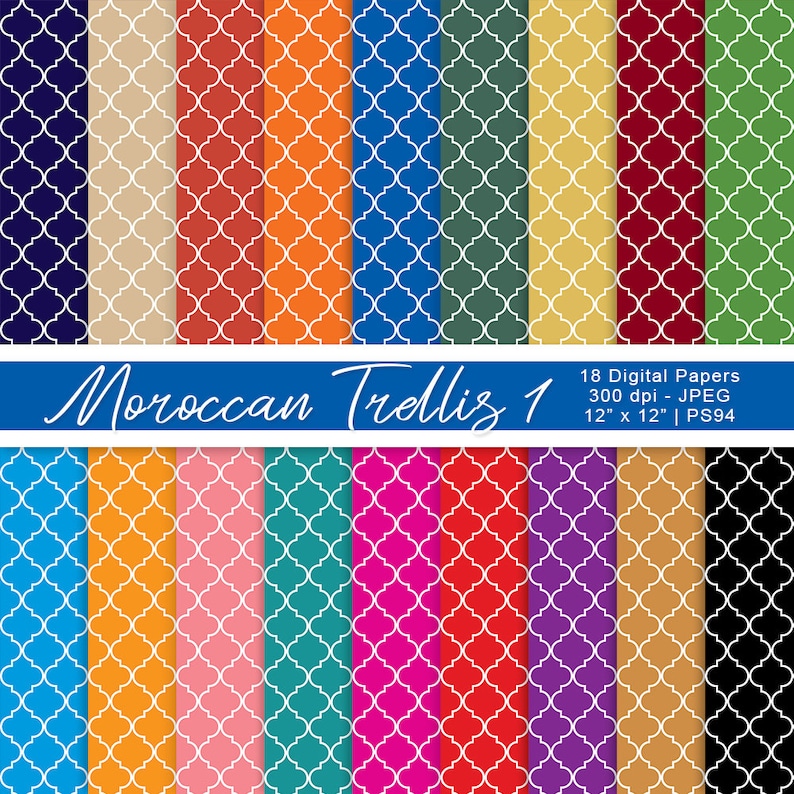 Moroccan Trellis Digital Paper Quatrefoil Papers Moroccan | Etsy