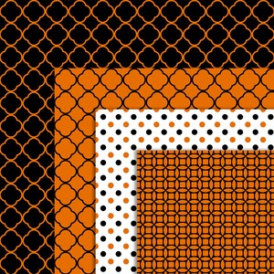 Orange and Black Digital Paper, Halloween Background Papers, Orange and ...