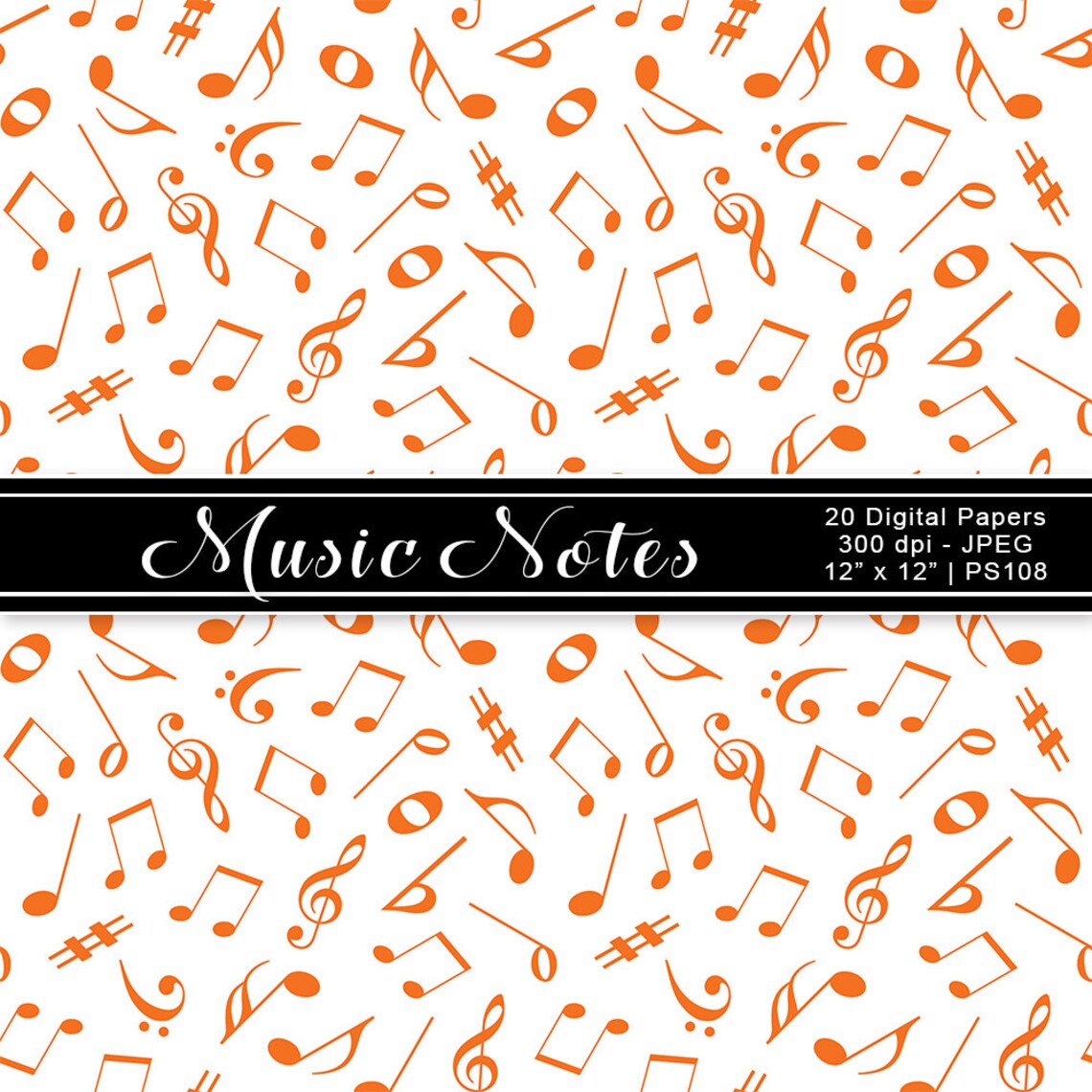 Music Notes Digital Paper Musical Note Scrapbook Paper - Etsy