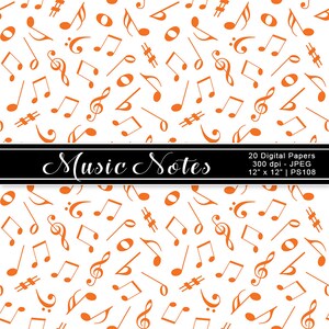 Music Notes Digital Paper, Musical Note Scrapbook Paper, Printable ...