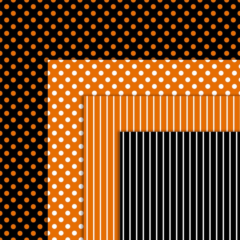 Orange and Black Digital Paper, Halloween Background Papers, Orange and ...