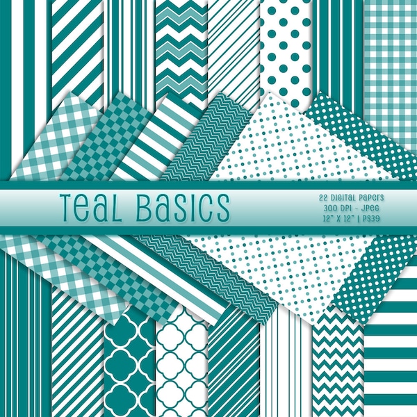 Teal Digital Paper - Etsy