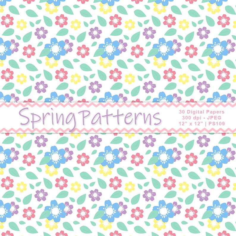 Spring Patterns Digital Paper Heart Papers Butterfly - Etsy