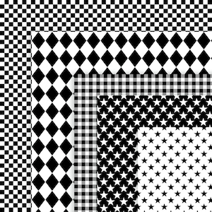 Black and White Patterned Background, Black and White Digital Papers ...