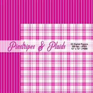 Pinstripes & Plaid, Digital Scrapbook Paper, Plaid Background ...