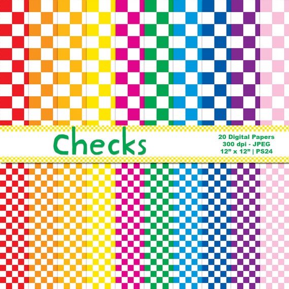 Checkered Digital Papers Checkered Scrapbook Paper Digital | Etsy