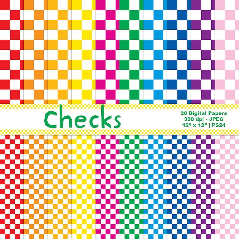 Checkered Digital Papers Checkered Scrapbook Paper Digital - Etsy