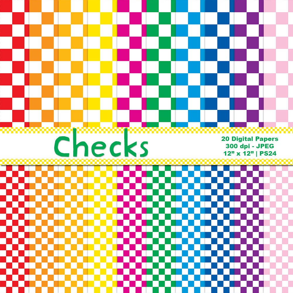 Checkered Digital Papers Checkered Scrapbook Paper Digital | Etsy