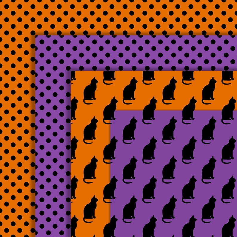 Halloween Paper Digital Halloween Orange and Black Paper | Etsy