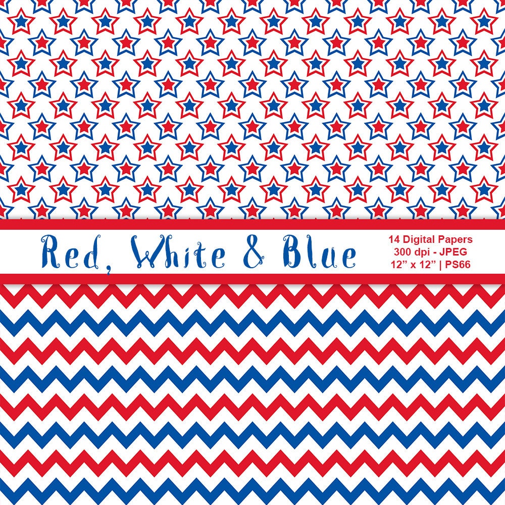 Red White & Blue Digital Paper Patriotic Paper Independence | Etsy