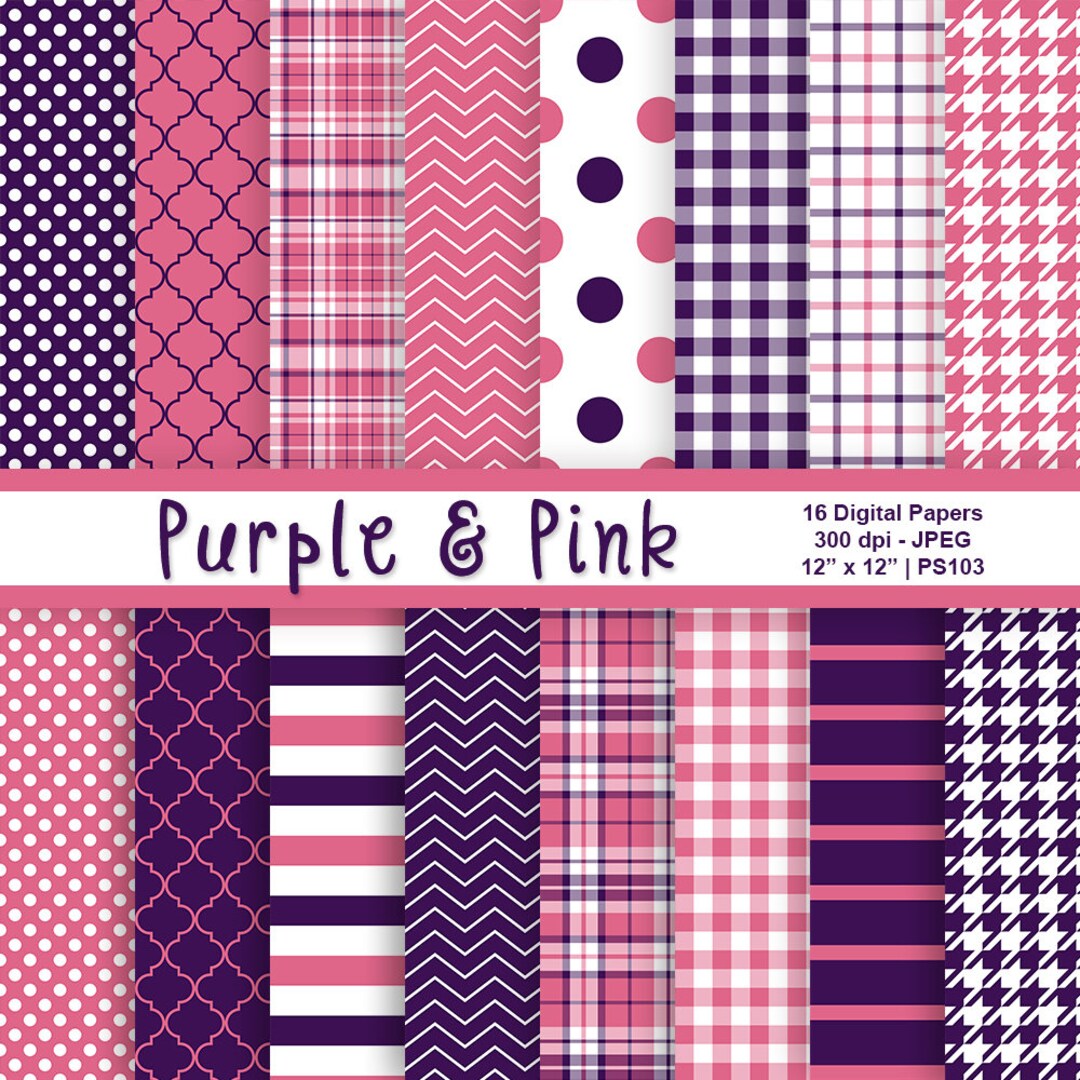 Purple and Pink Digital Paper, Scrapbook Paper, Purple Backgrounds ...