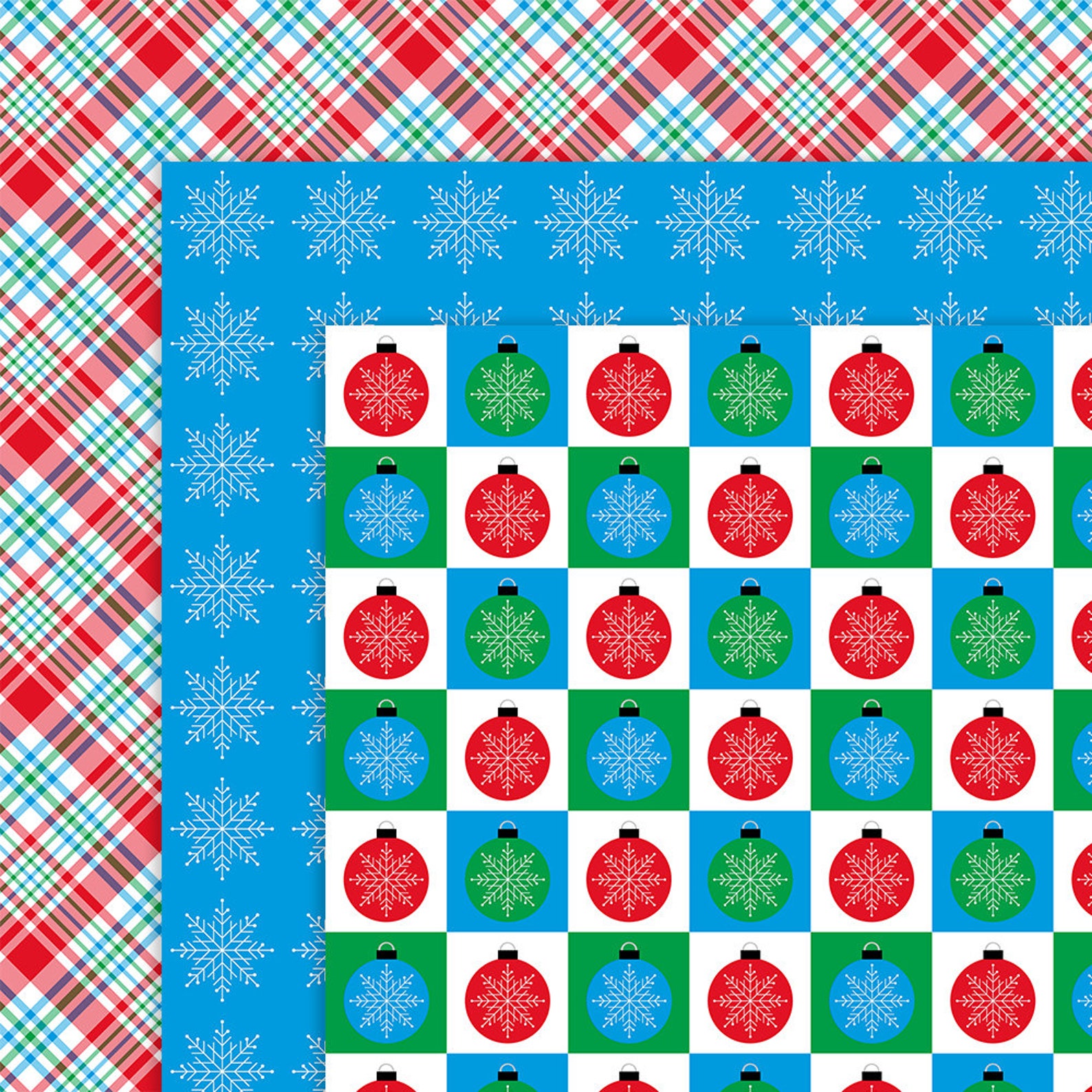 Christmas Digital Paper Snowflake Paper Christmas Tree | Etsy