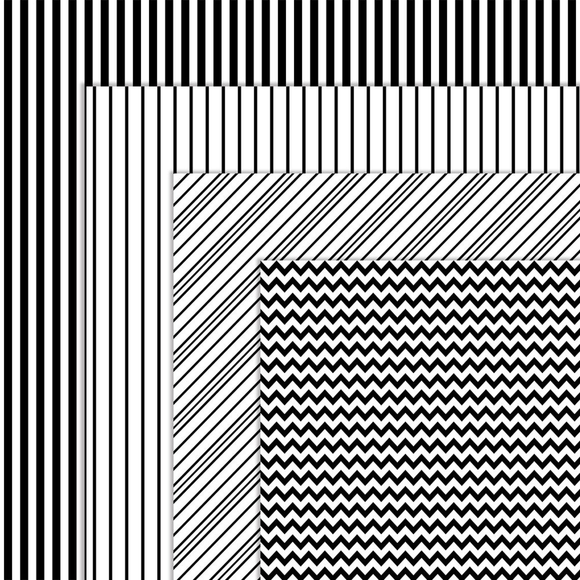 Black & White Patterned Paper, Digital Scrapbook Papers, Geometric ...