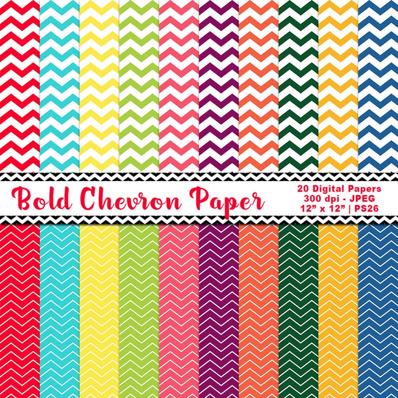 Chevron Digital Paper Chevron Backgrounds Bold Chevron | Etsy