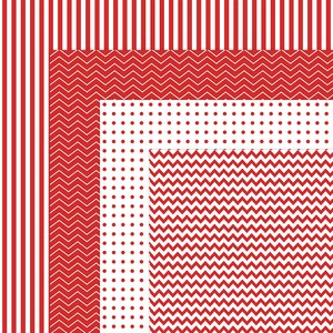 Red & White Paper, Digital Scrapbook Papers, Red Backgrounds, Patterned ...