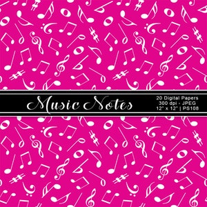Music Notes Digital Paper, Musical Note Scrapbook Paper, Printable ...
