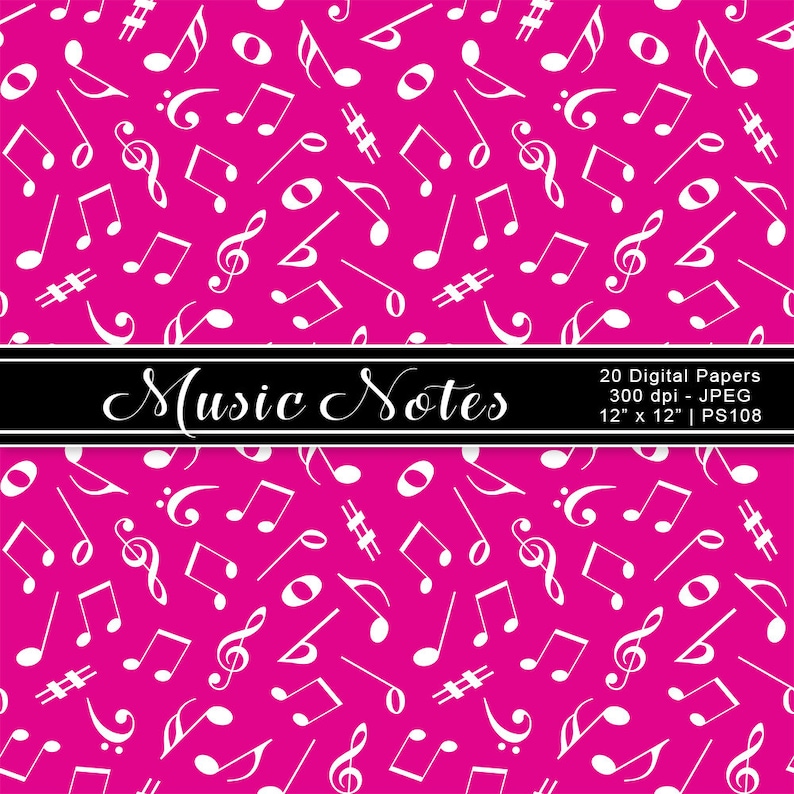 Music Notes Digital Paper Musical Note Scrapbook Paper | Etsy