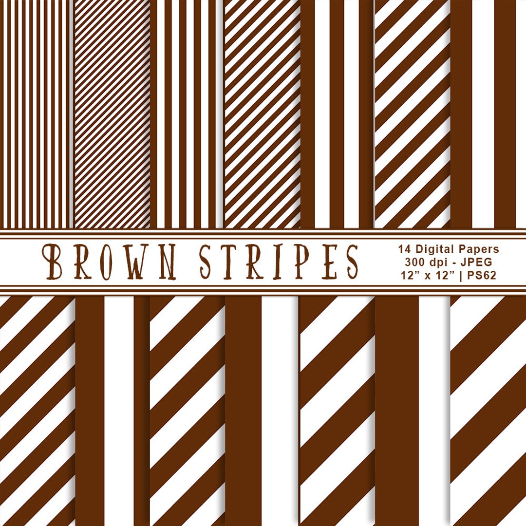 Brown & White Striped Digital Papers, Brown Digital Backgrounds ...