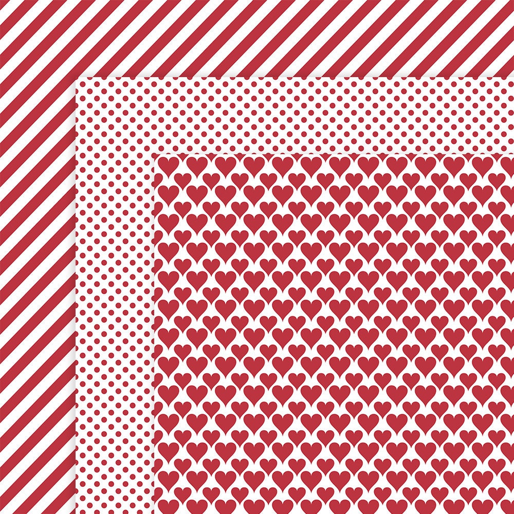 Red and Pink Digital Paper Valentine Background Papers Heart | Etsy