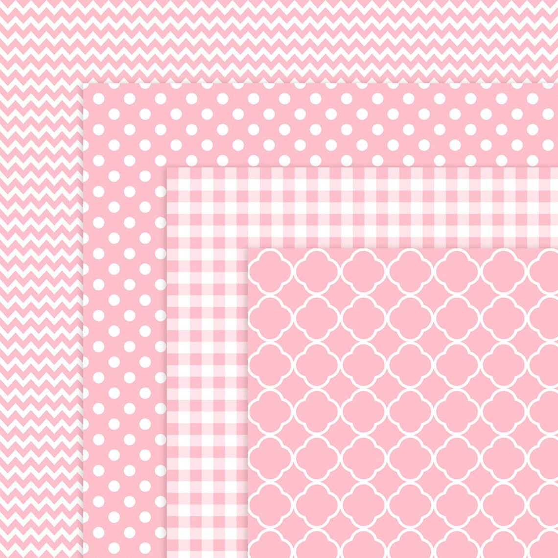 Pink Digital Baby Shower Papers Baby Pink & White Baby Girl | Etsy