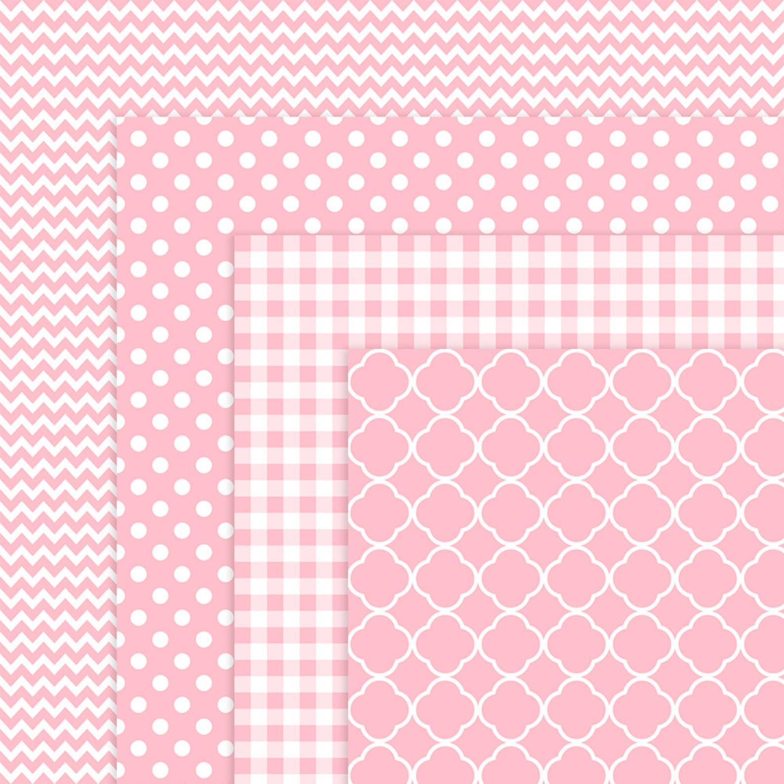Pink Digital Baby Shower Papers Baby Pink & White Baby Girl | Etsy