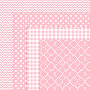 Pink Digital Baby Shower Papers, Baby Pink & White, Baby Girl Patterned ...