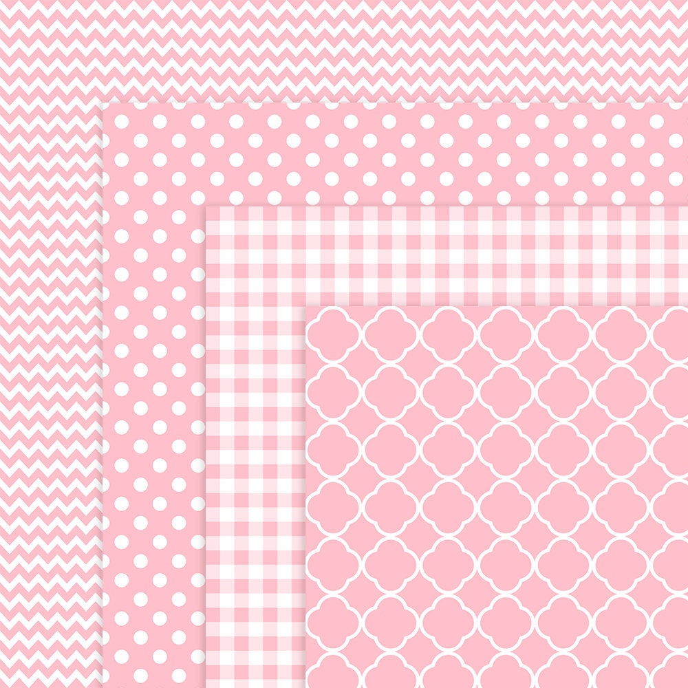 Pink Digital Baby Shower Papers, Baby Pink & White, Baby Girl Patterned ...