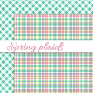 Spring Plaids, Digital Easter Paper, Digital Plaid Paper, Spring ...