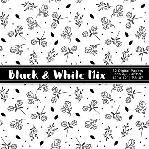 Black and White Patterned Background, Black and White Digital Papers ...