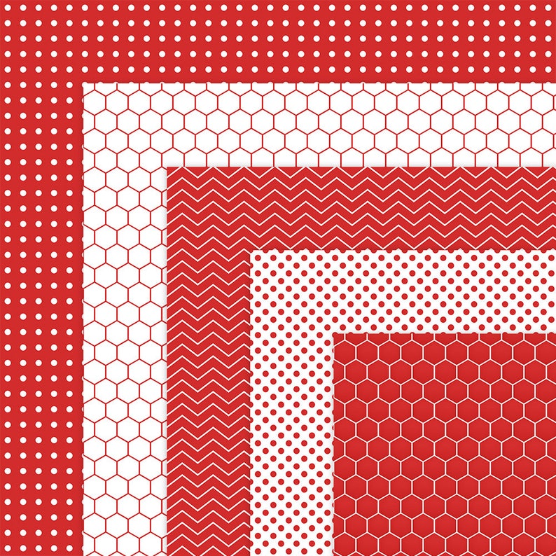 Red & White Digital Papers Red Backgrounds Scrapbook Paper | Etsy