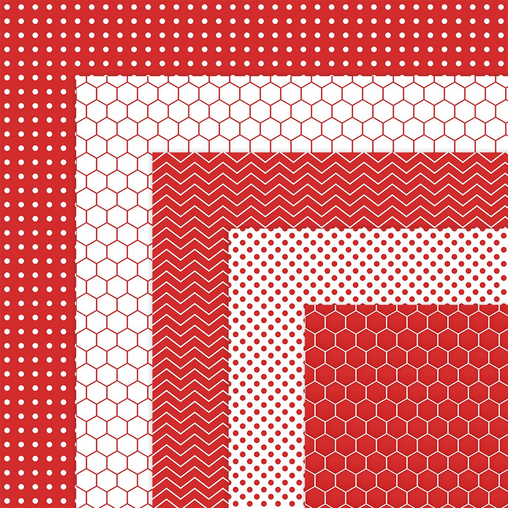 Red & White Digital Papers, Red Backgrounds, Scrapbook Paper, Printable ...