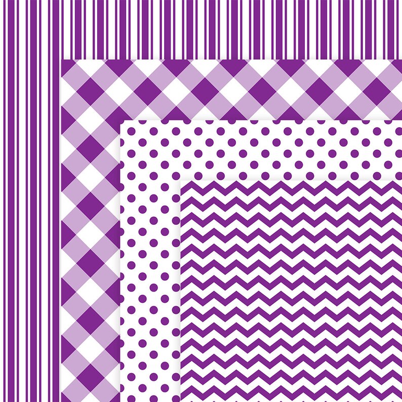 Purple & White Digital Papers, Purple Patterns, Printable Background ...